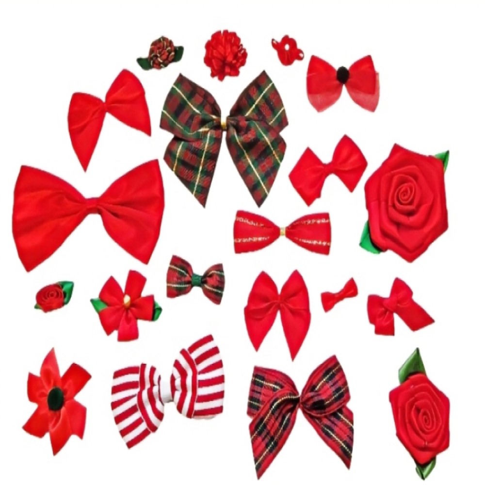 Trucraft - Assorted Bows & Ribbon Trims - Christmas Mix - Pack of 20 ...