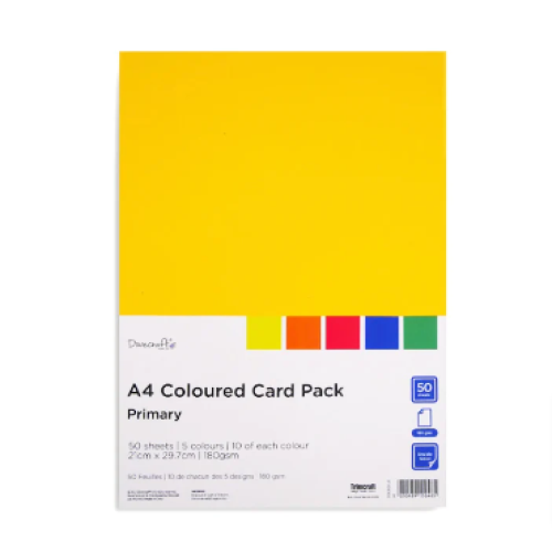 Dovecraft - A4 Coloured Card Pack - 50 Sheets - Primary – www ...