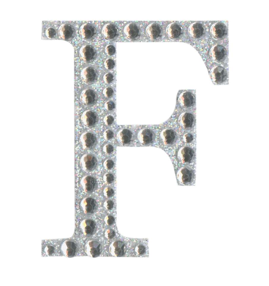 Eleganza - 5cm 2" Silver Rhinestone Glitter Captial Letter Sticker - F ...