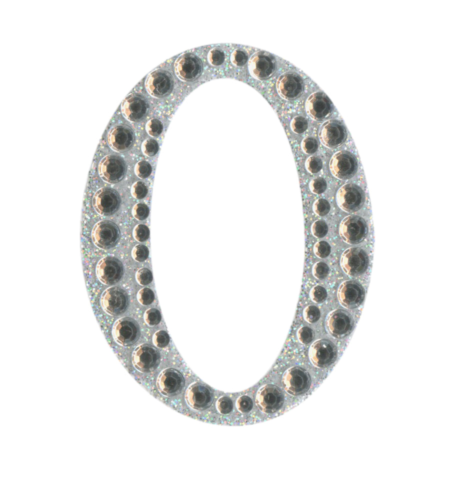 Eleganza - 5cm 2" Silver Rhinestone Glitter Number Sticker - 0 – www ...