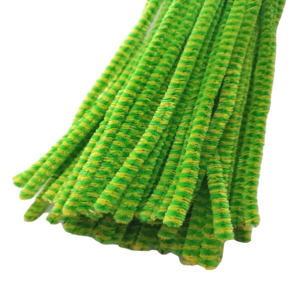 Trucraft - Chenille Pipe Cleaners 300mm x 6mm - Green / Yellow Stripe ...